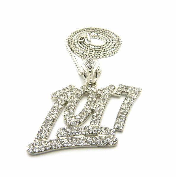 Iced Out Rapper's Number 1017 Pendant & 24" Box, Cuban Chain Hip Hop N